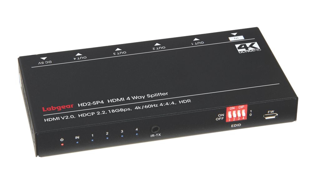 Labgear 4-Way HDMI Splitter - Screwfix