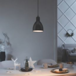 Eglo Priddy 155mm Single Pendant Light Black/White - Screwfix