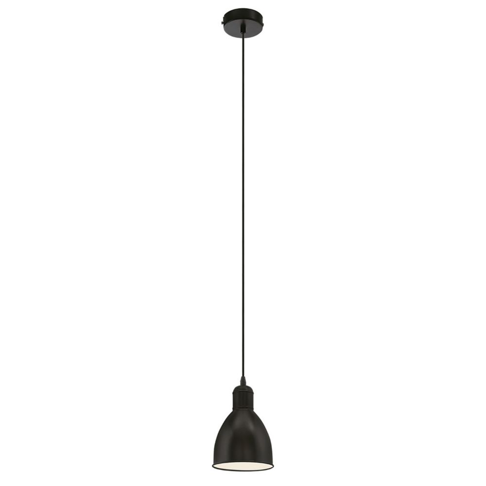Eglo Priddy 155mm Single Pendant Light Black/White - Screwfix
