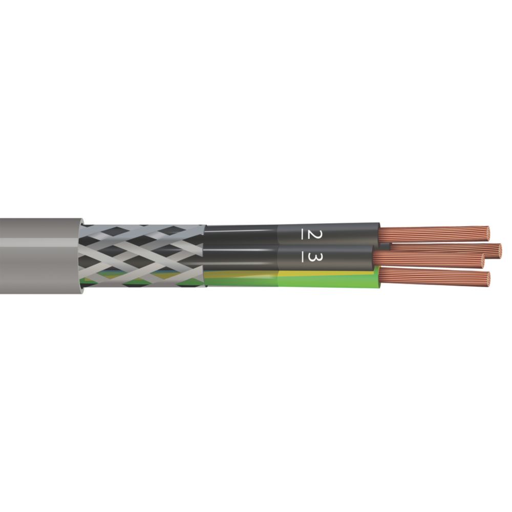 Time 4-Core CY Grey 1mm² Screened Control Cable 1m Coil - Screwfix