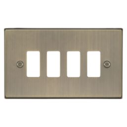Knightsbridge 4-Module Grid Faceplate Antique Brass - Screwfix
