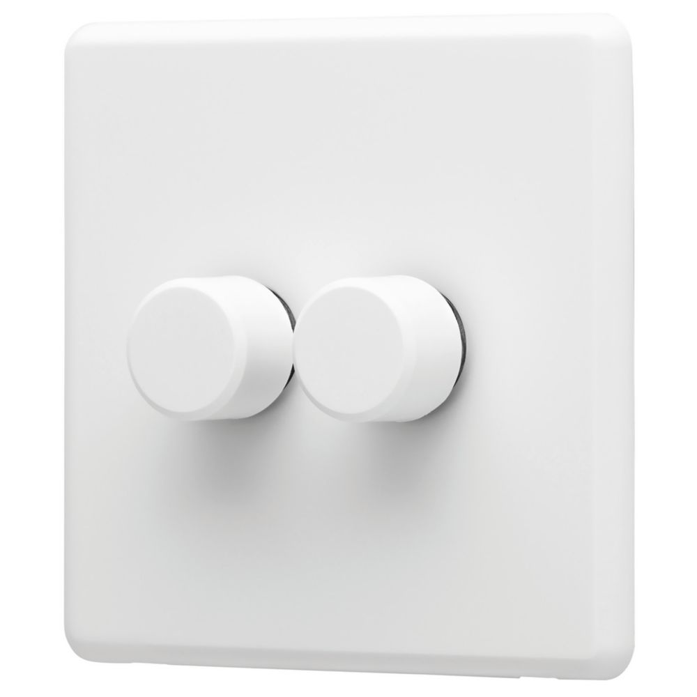 Arlec 2-Gang 2-Way LED Dimmer Switch White - Screwfix