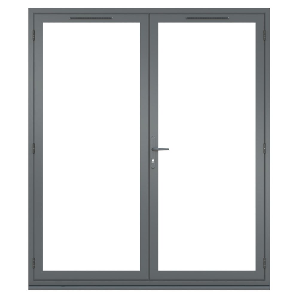 Green & Taylor Grey Double-Glazed Aluminium French External Doors ...