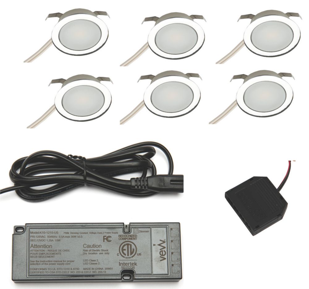 VEW Sola Recessed Round LED Kitchen Plinth Lights Polished Chrome 0.4W ...
