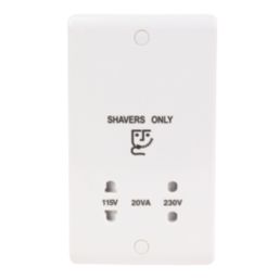 LAP 2-Gang Dual Voltage Shaver Socket 115 / 230V White - Screwfix