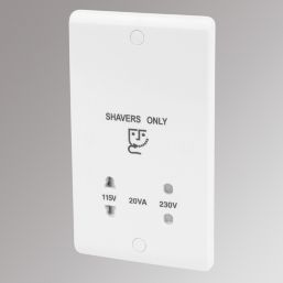 LAP 2-Gang Dual Voltage Shaver Socket 115 / 230V White - Screwfix