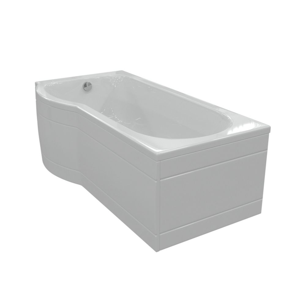 Nebraska Shower Bath Left-Hand Acrylic No Tap Holes 1700mm - Screwfix