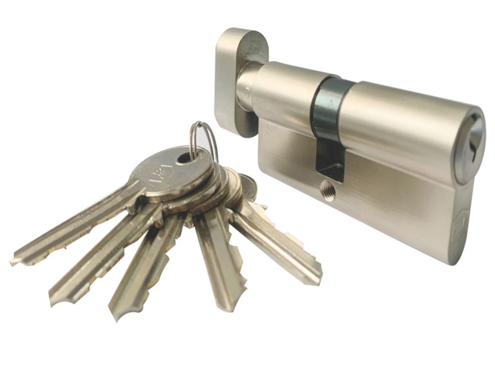 Smith & Locke 6-Pin Cylinder Thumbturn Lock 40-40 (80mm) Satin Nickel ...