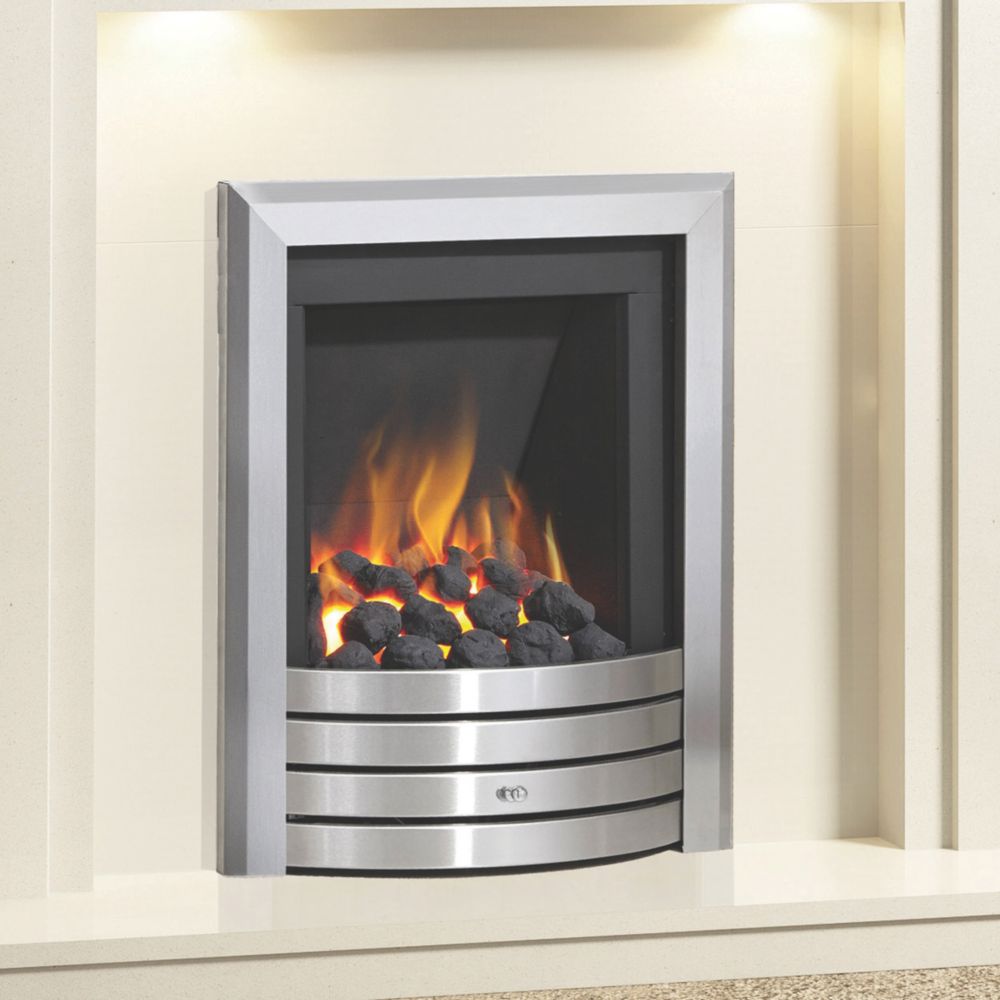 Be Modern Design Brushed Steel Rotary Control Inset Gas Manual Fire ...