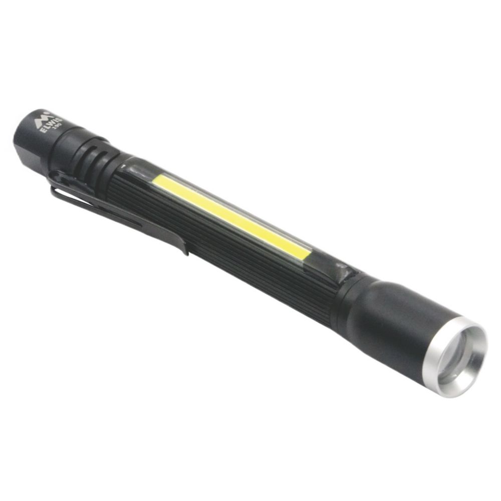 Elwis Multi-Bob LED Torch with Worklight Black 190lm - Screwfix
