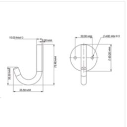 Essentials Single Utility Hook Satin Stainless Steel 76mm - Screwfix