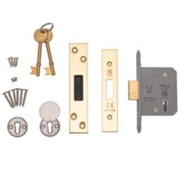 Smith & Locke Fire Rated 5 Lever Brass Deadlock 65mm Case - 44mm ...