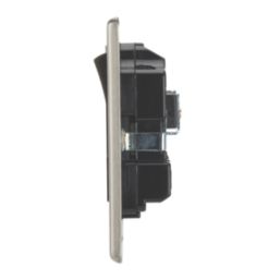 Contactum Iconic 13A 2-Gang DP Switched Socket Outlet Brushed Steel ...