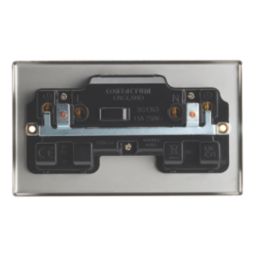 Contactum Iconic 13A 2-Gang DP Switched Socket Outlet Brushed Steel ...