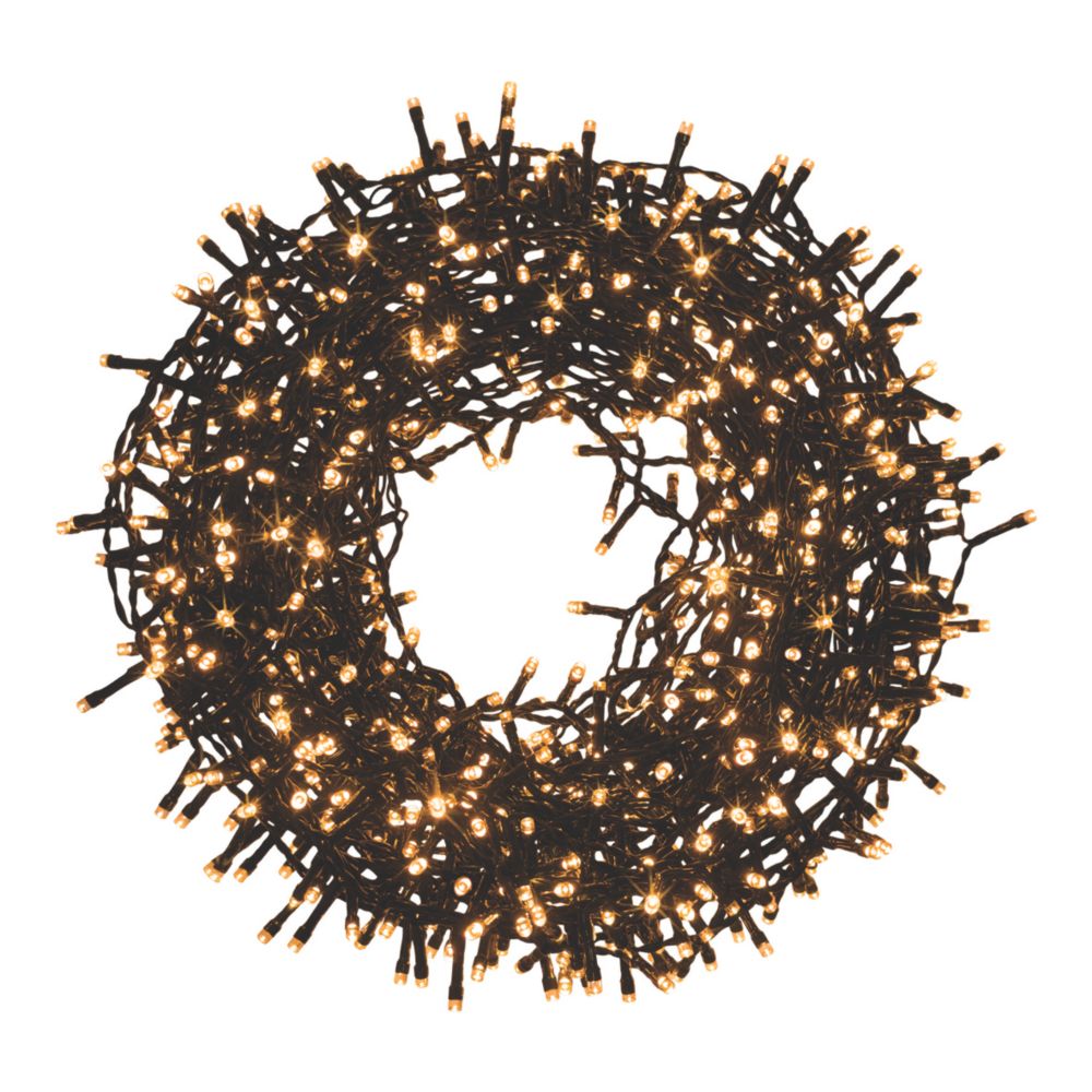 1000 LED Indoor & Outdoor Warm White String Christmas Lights - Screwfix