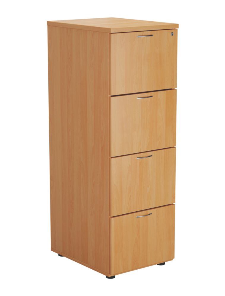 TC Group Essentials 4-Drawer Filing Cabinet Beech 464mm x 1390mm - Screwfix