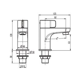 Swirl Caldew Black 120mm Deck Mounted Lever 2 Tap Holes Bath Pillar Tap ...