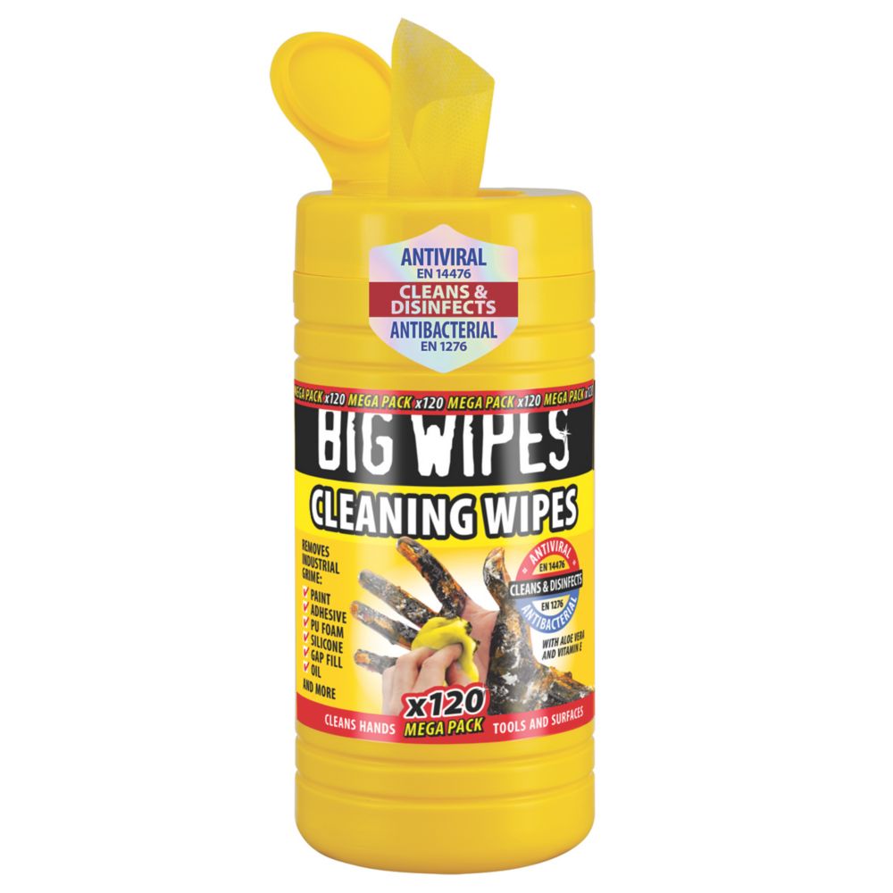 Big Wipes Cleaning Wipes Yellow 120 Pack - Screwfix