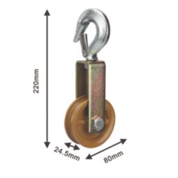 Essentials Steel Snap Hook Single Wheel Pulley 80mm - Screwfix