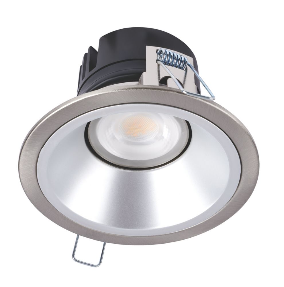 Collingwood H5 500 Silver Reflector Tilt Fire Rated LED Downlight Brushed Steel 5W 550-600lm ...