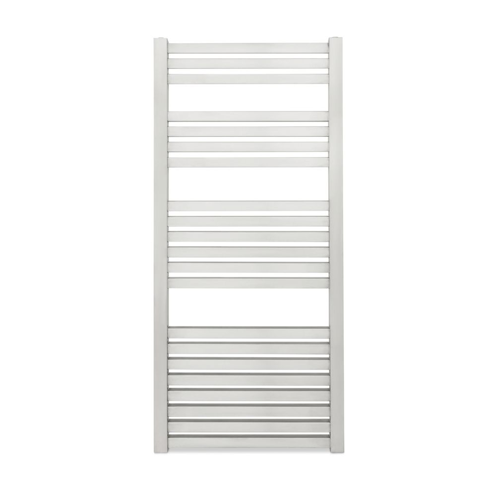 Time 1200mm x 550mm 1933BTU Silver Flat Designer Towel Radiator - Screwfix
