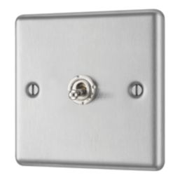 LAP 20A 16AX 1-Gang 2-Way Toggle Switch Brushed Stainless Steel - Screwfix