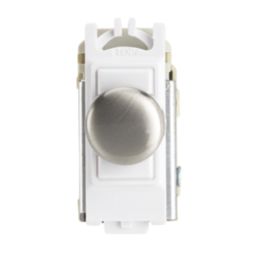 Contactum 2-Way LED Grid Dimmer Switch Brushed Steel with White Inserts ...