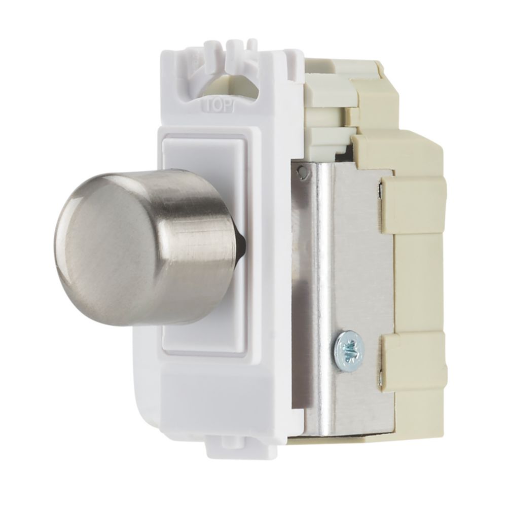 Contactum 2-Way LED Grid Dimmer Switch Brushed Steel with White Inserts ...