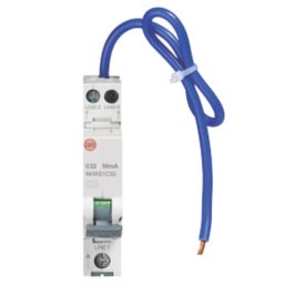 Wylex 32A 30mA Type A DP C Curve Bidirectional Mini RCBO - Screwfix