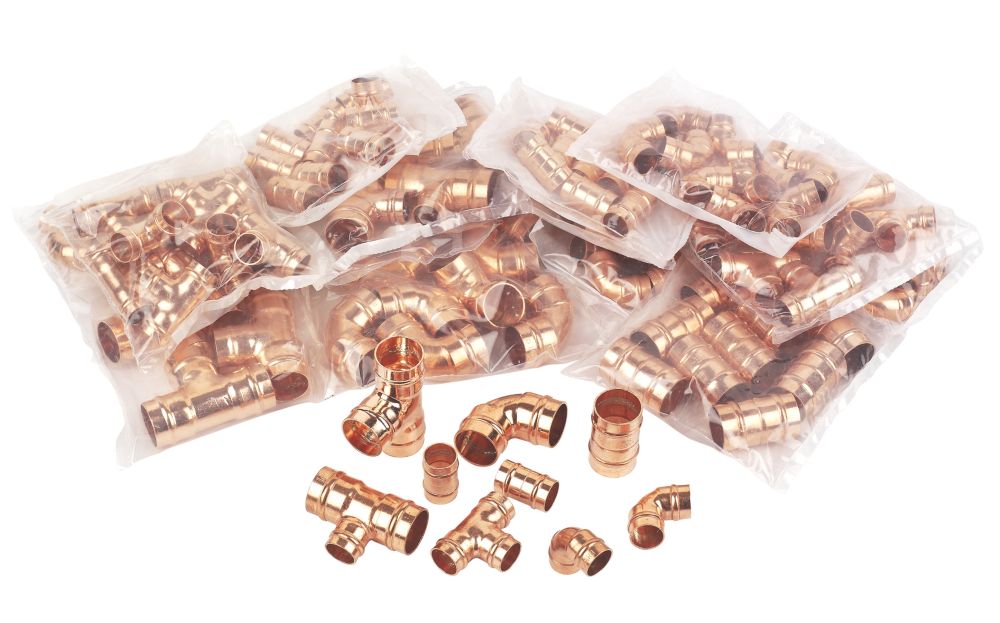 Flomasta Brass Solder Ring Fittings Pack 125 Piece Set - Screwfix