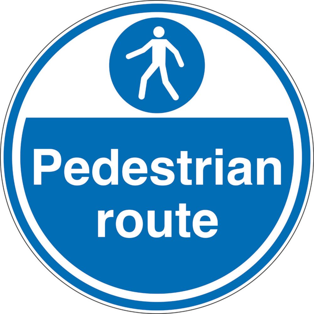 "Pedestrian Route" Anti-Slip Floor Sign 450mm x 450mm - Screwfix