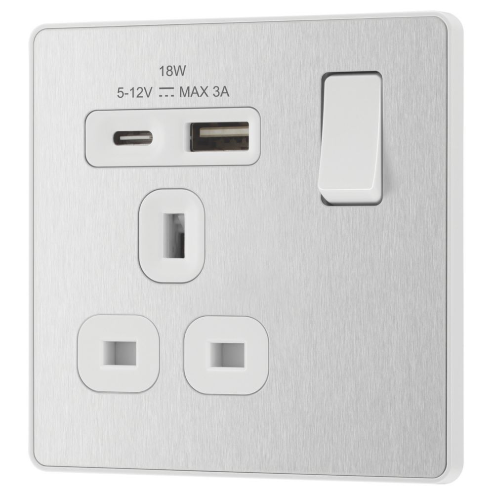 British General Evolve 13A 1-Gang SP Switched Socket + 3A 18W 2-Outlet ...