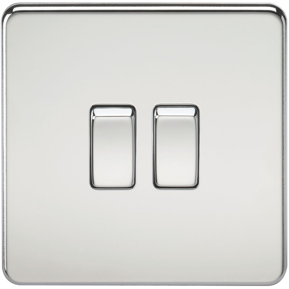 Knightsbridge 10AX 2-Gang 2-Way Light Switch Polished Chrome - Screwfix