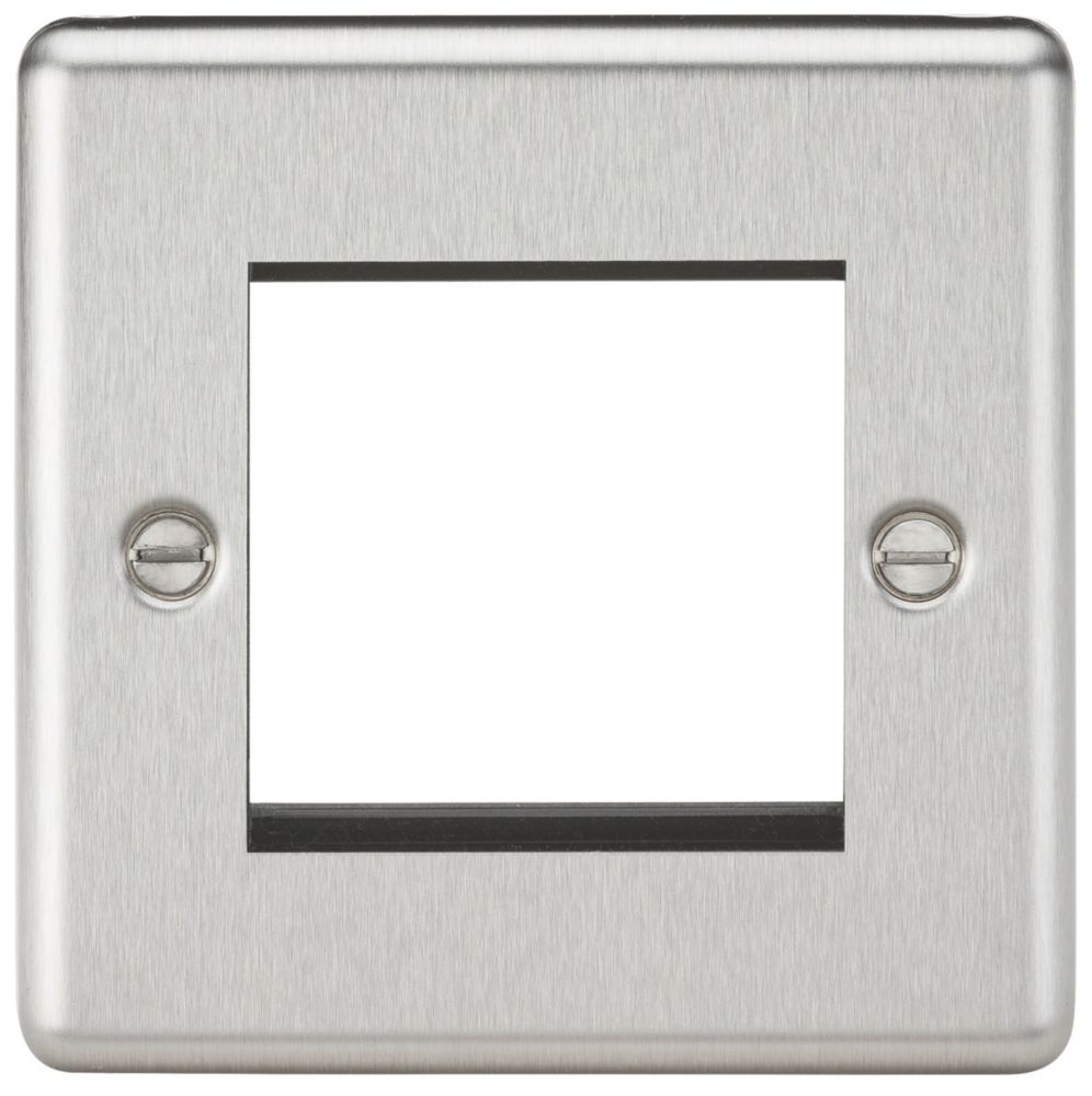 Knightsbridge Raised Rounded 2-Module Modular Faceplate Brushed Chrome ...