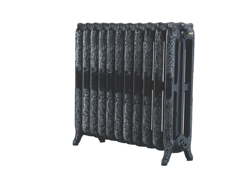 Arroll 760mm x 914mm 5405BTU Black / Silver Cast Iron 3 Column Radiator ...