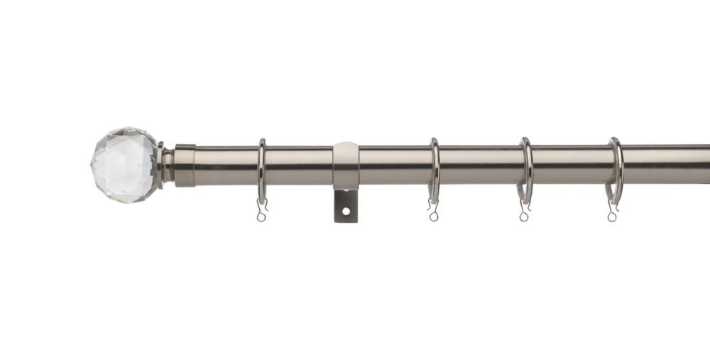 Universal Metal Extendable Curtain Pole Satin Steel 25/28mm x 1.2-2.1m ...