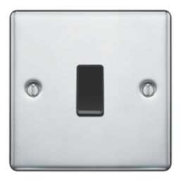 LAP 20A 16AX 1-Gang 2-Way Light Switch Polished Chrome with Black ...