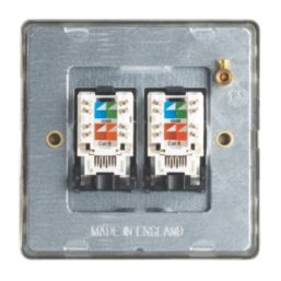 Contactum Lyric 2-Gang Double RJ45 Ethernet Socket Brushed Brass with ...