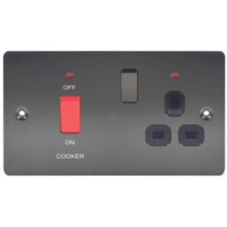 LAP 45A 2-Gang DP Cooker Switch & 13A DP Switched Socket Black Nickel ...