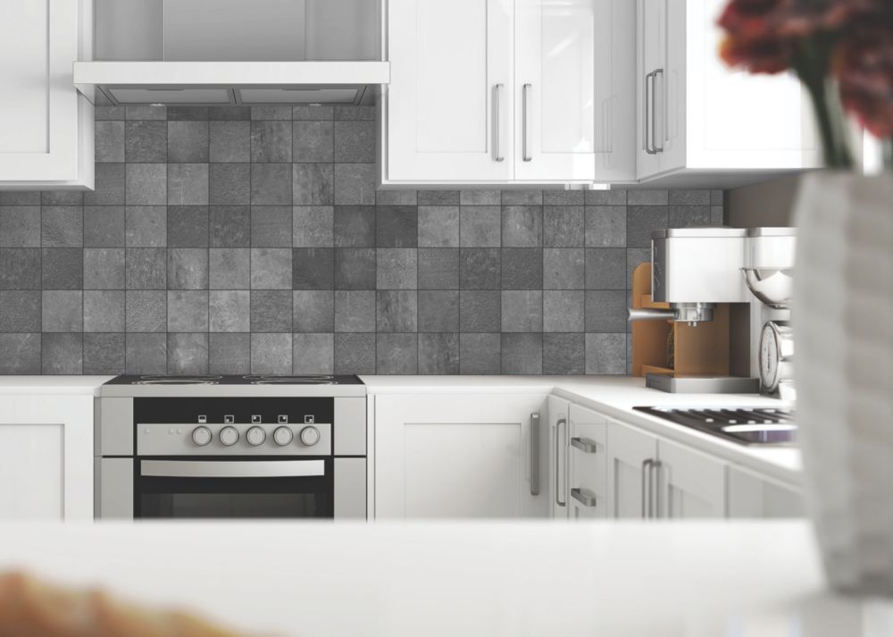 Splashwall Grey Matt MDF Splashback 2440mm x 600mm x 9mm - Screwfix
