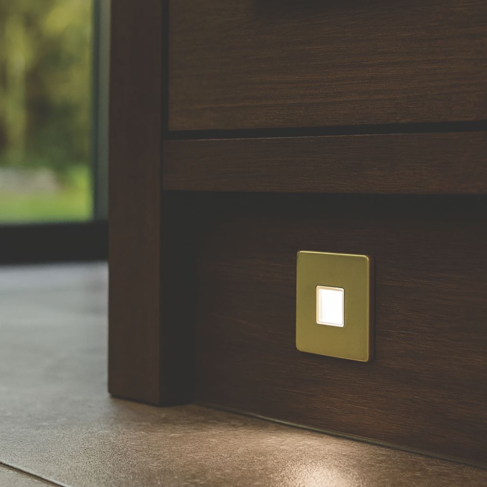 Knightsbridge Recessed Square LED Plinth Light Brushed Brass 0.8W 15lm ...