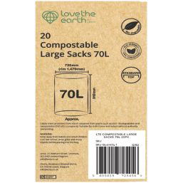 L-PRO Love The Earth Light Green Compostable Sacks 70Ltr 20 Pack - Screwfix