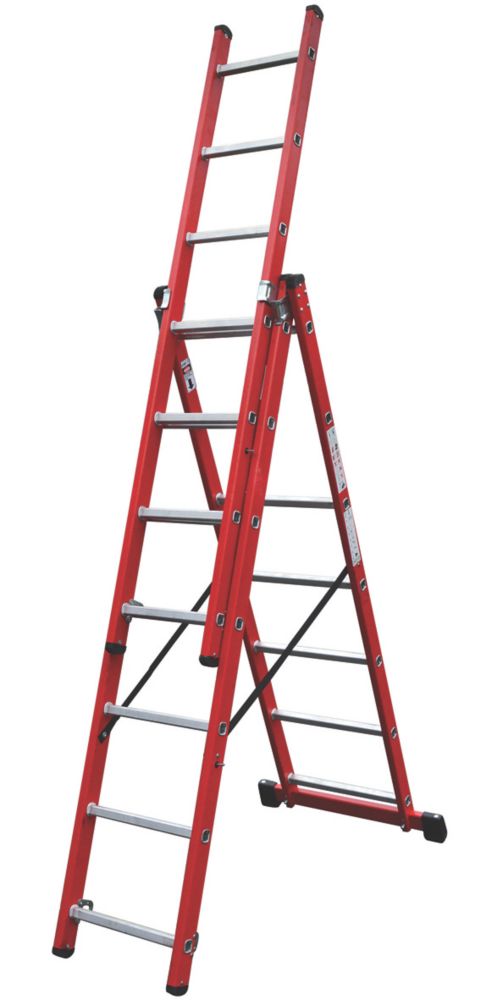 Lyte 3-Section 3-Way Fibreglass & Aluminium Combination Ladder 4.12m ...