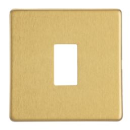 Contactum Lyric 1-Module Grid Faceplate Brushed Brass - Screwfix