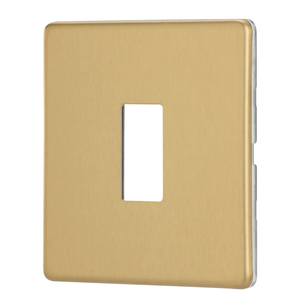 Contactum Lyric 1-Module Grid Faceplate Brushed Brass - Screwfix