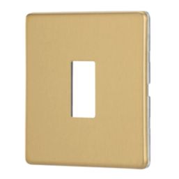 Contactum Lyric 1-Module Grid Faceplate Brushed Brass - Screwfix