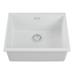 Carysil EN500-WH 1 Bowl Granite Composite Kitchen Sink White 530mm x ...