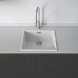 Carysil EN500-WH 1 Bowl Granite Composite Kitchen Sink White 530mm x ...