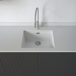 Carysil EN500-WH 1 Bowl Granite Composite Kitchen Sink White 530mm x ...