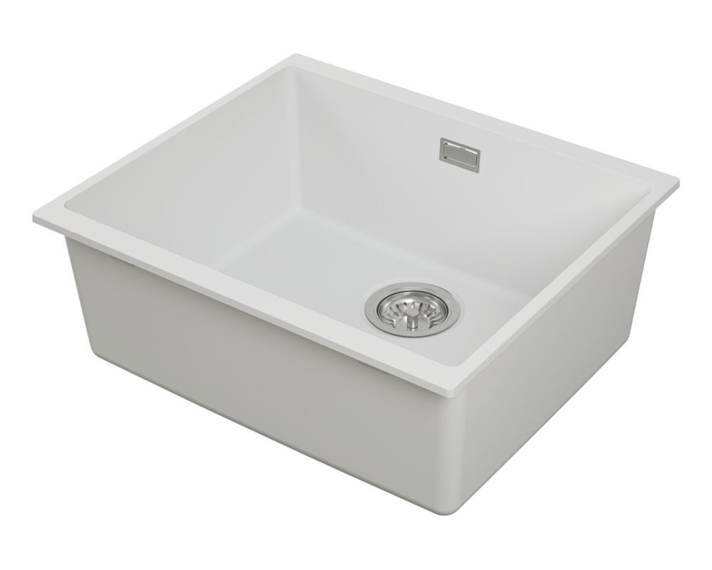 Carysil EN500-WH 1 Bowl Granite Composite Kitchen Sink White 530mm x ...